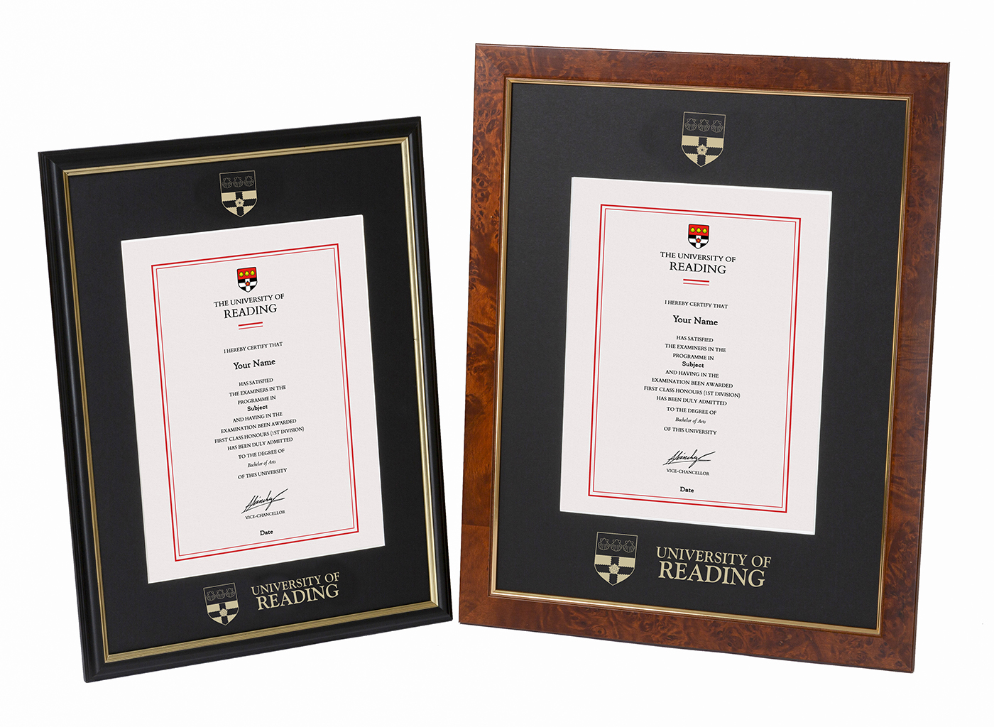 University of Reading Certificate Frame