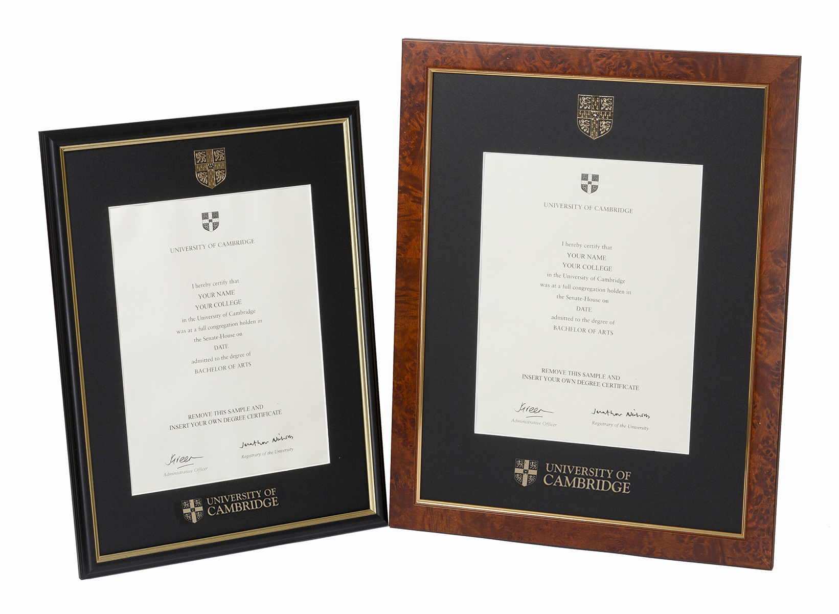 Cambridge University Certificate Frame
